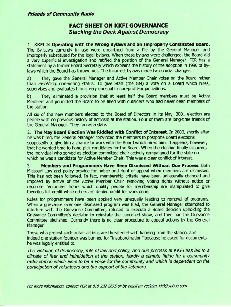 KKFI Fact Sheets and Information – KKFI Story